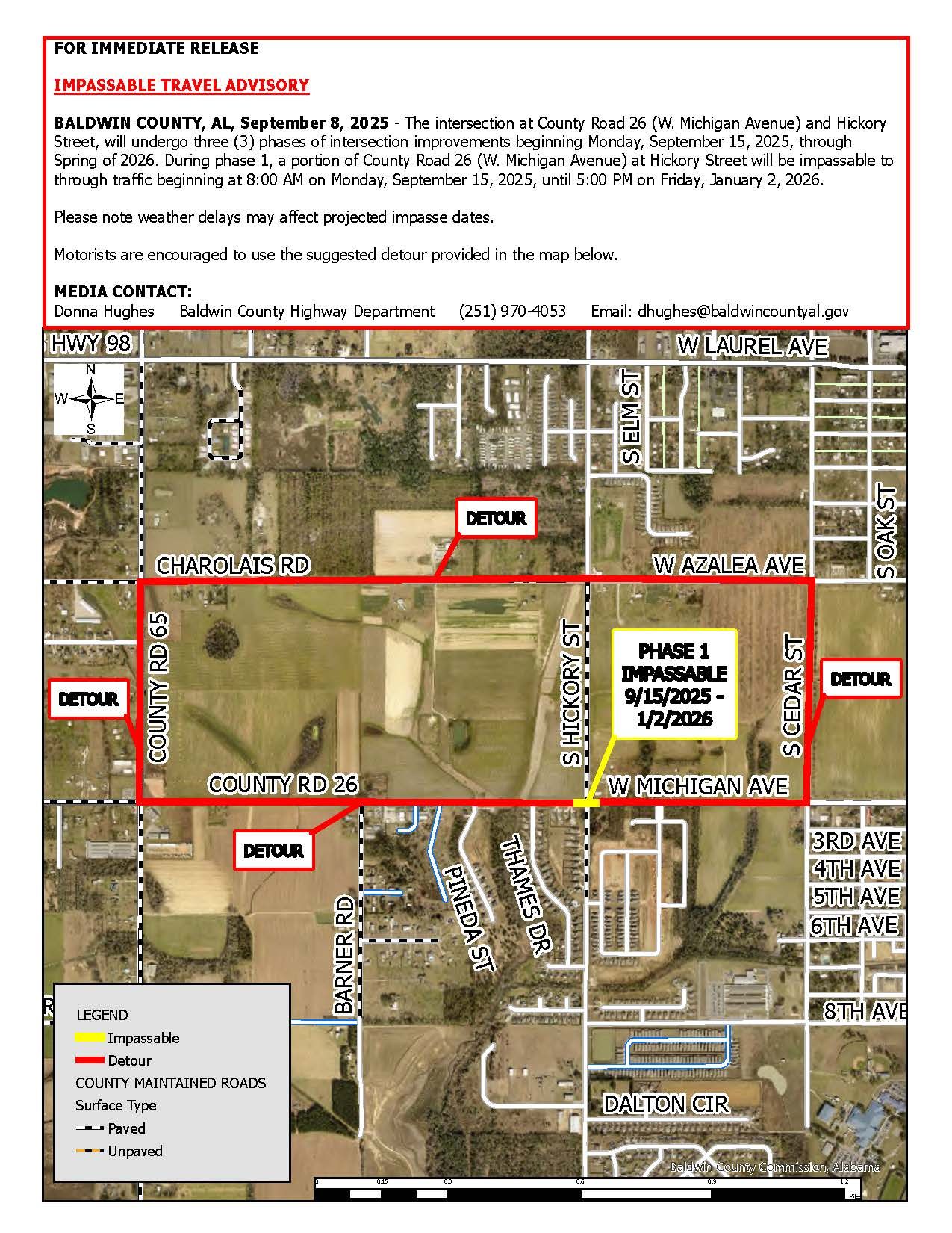 Road Work Begins at Michigan Avenue and Hickory Street in Foley