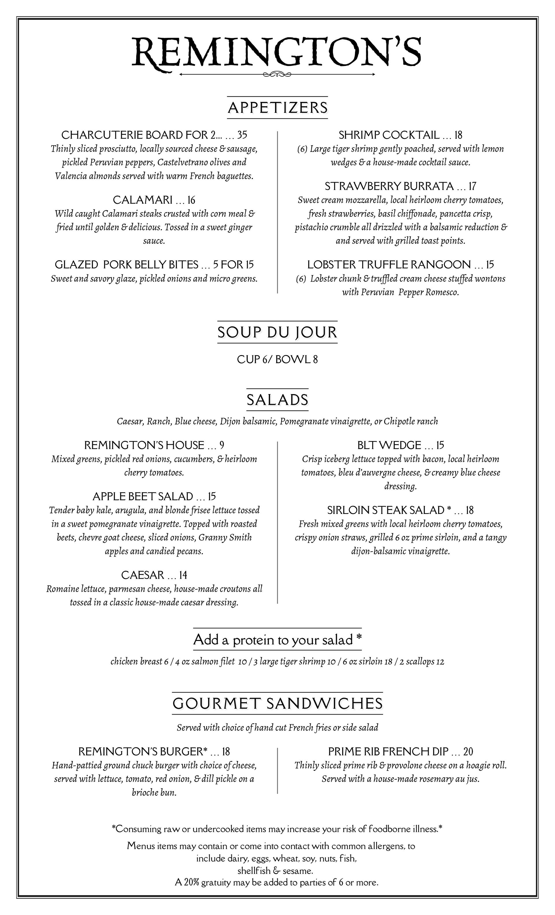 Dinner Menu | The Bridges Golf & Country Club | Montrose, CO