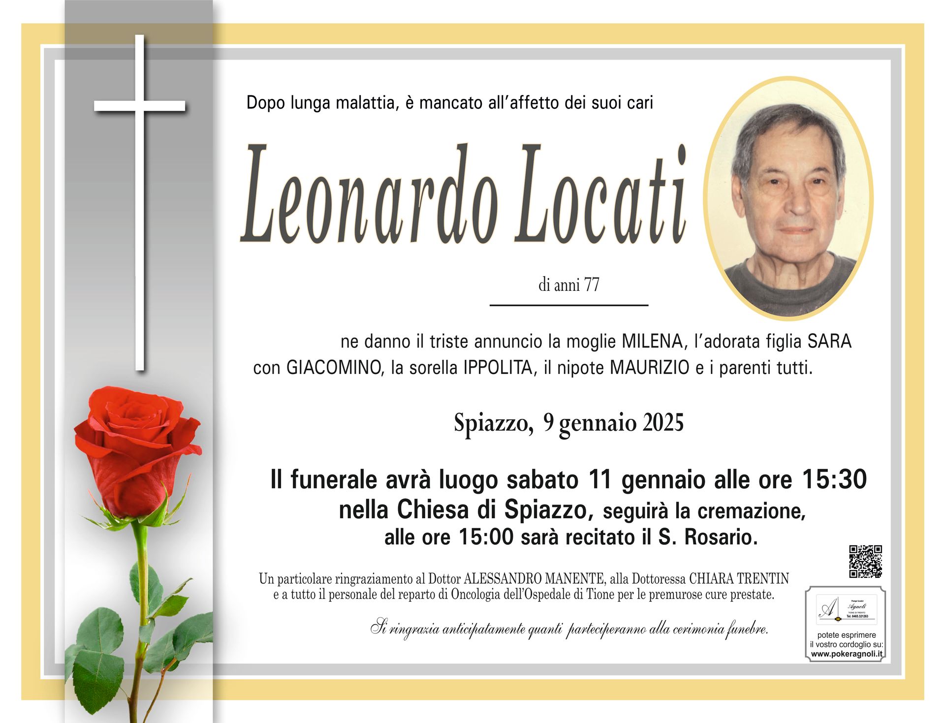 Affissione avvisi di lutto a Tione | Agnoli Luigi