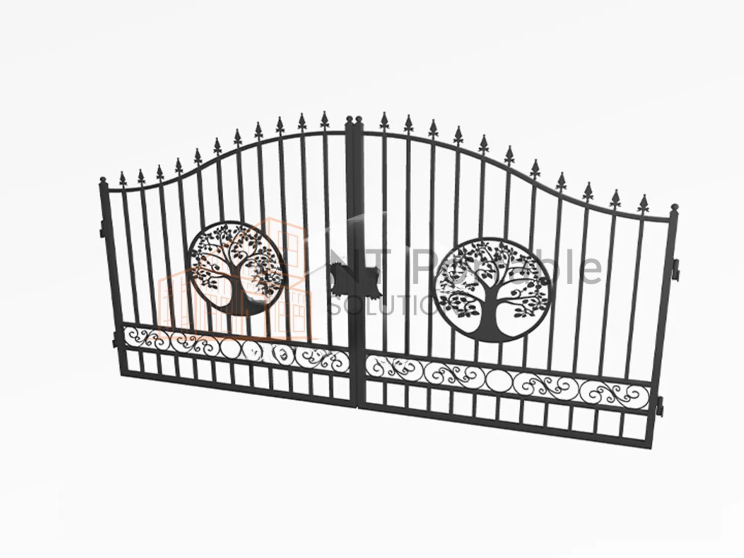 14ft Bi-Parting Iron Gate with Tree Artwork