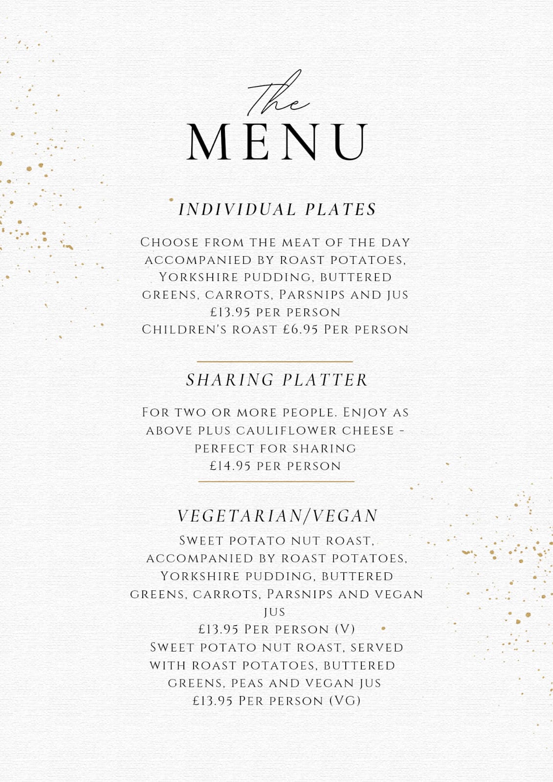 Menu | Nuneaton | The Royal Redgate Country Pub & Restaurant