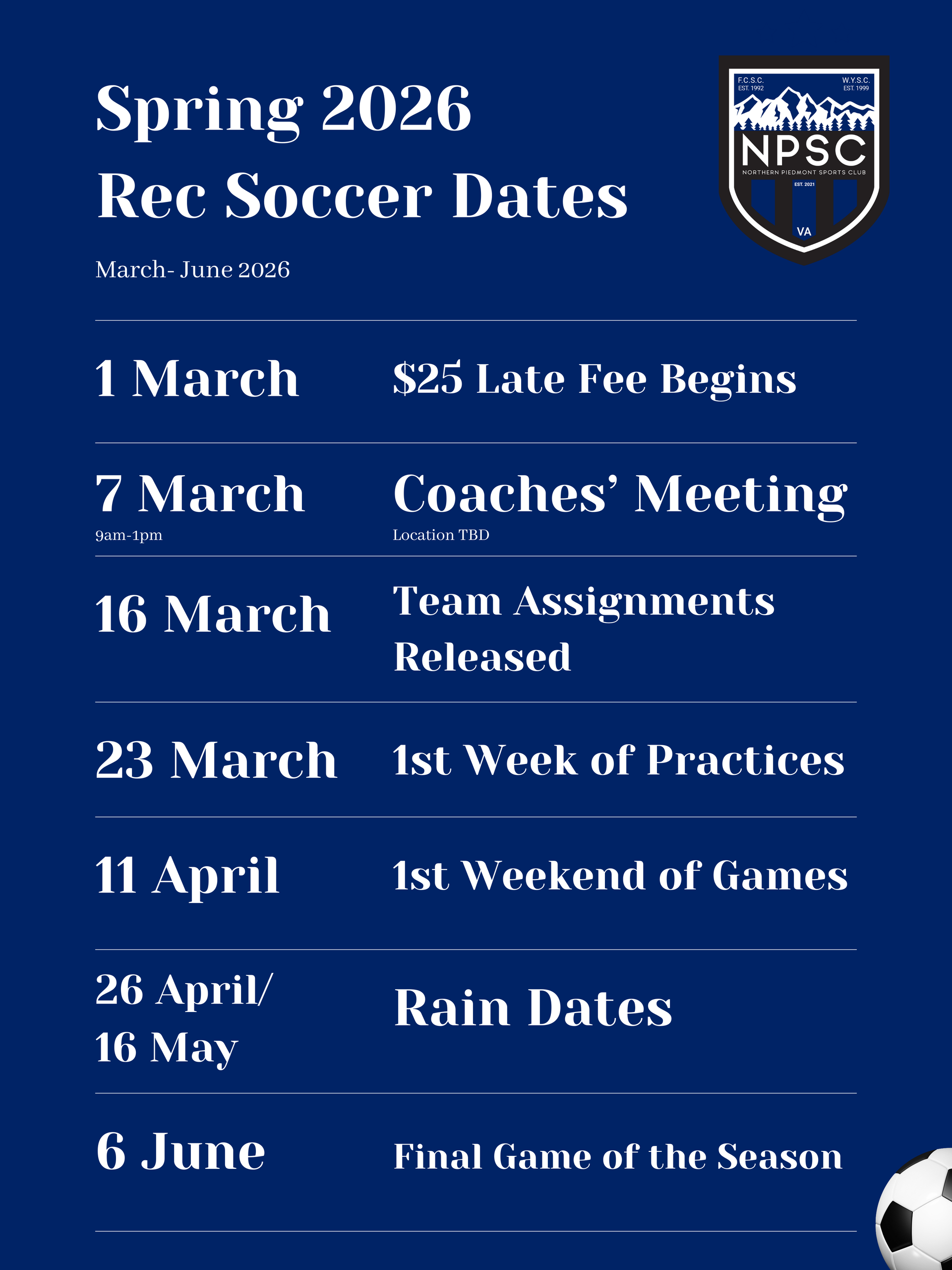 Recreational Soccer | Northern Piedmont Sports Club