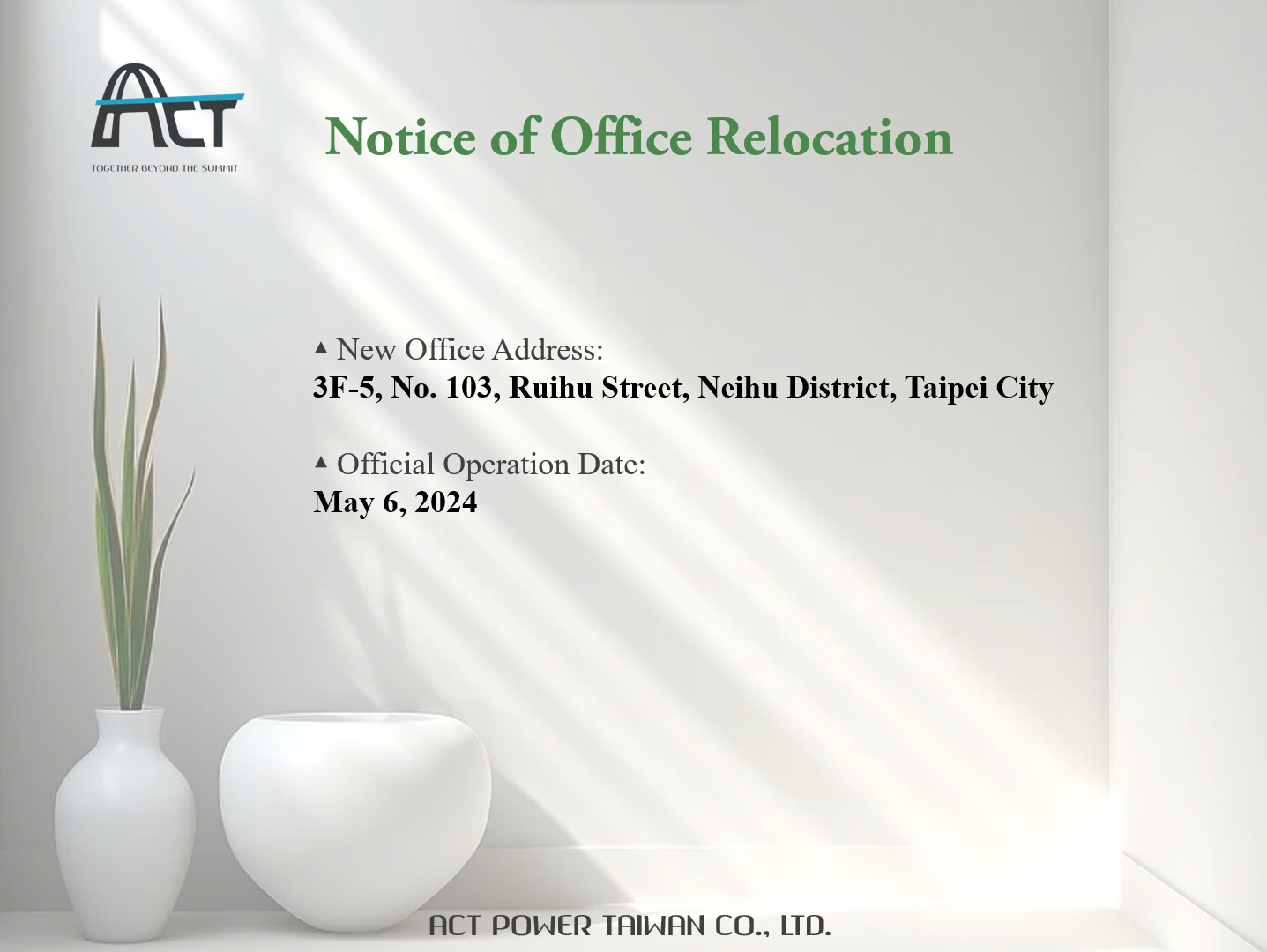 Notice of Office Relocation