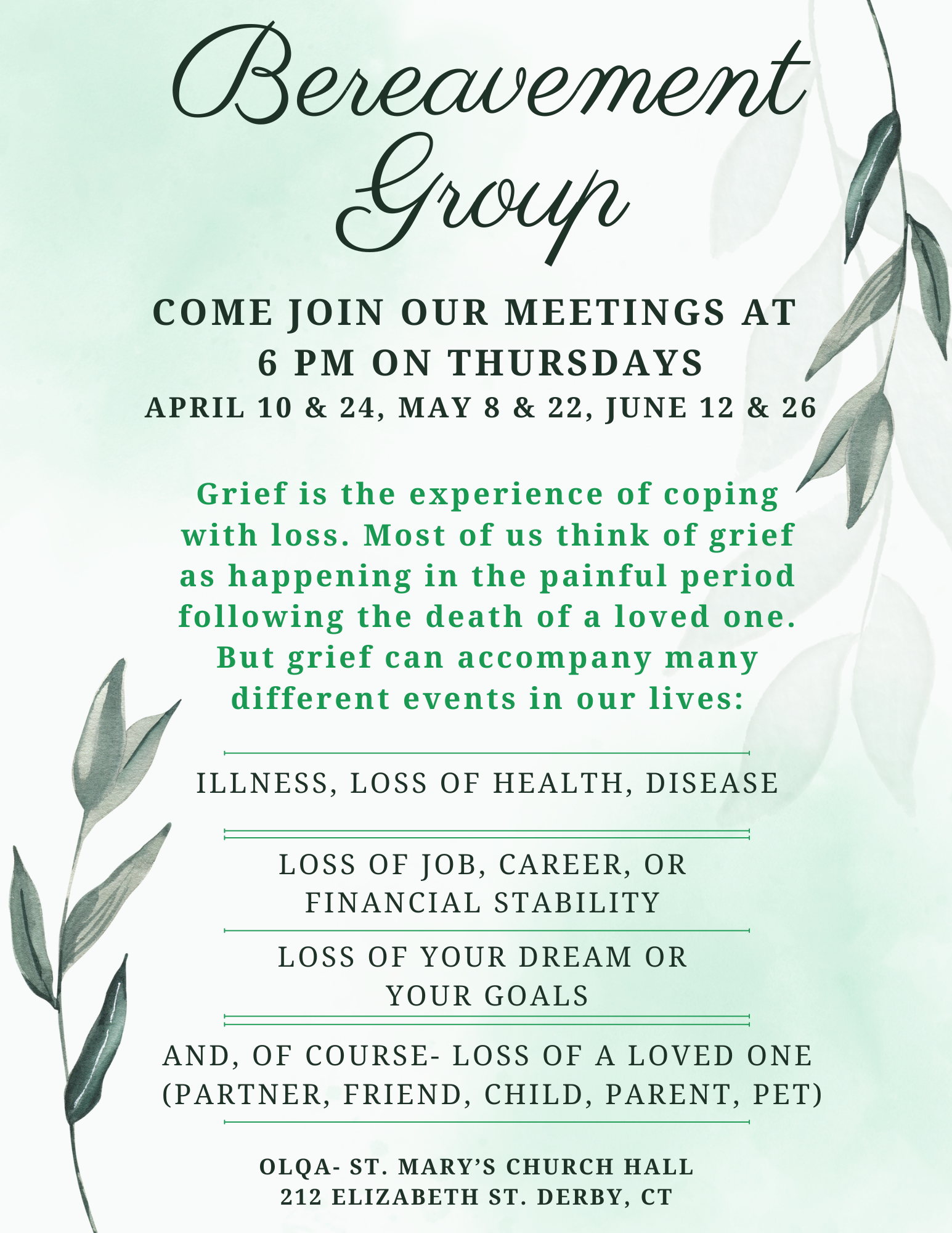Bereavement Group Spring 2025