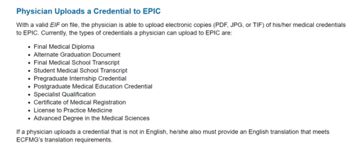 Electronic Portfolio of International Credentials for Physicians