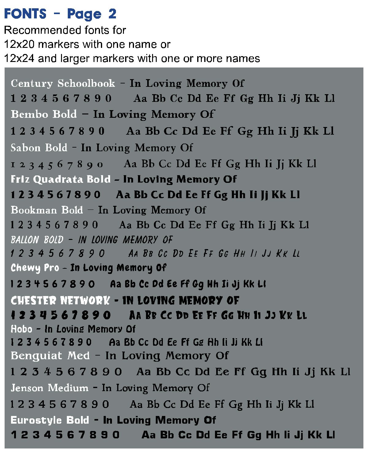 Fonts | Stewart Monumental Works, Ltd.