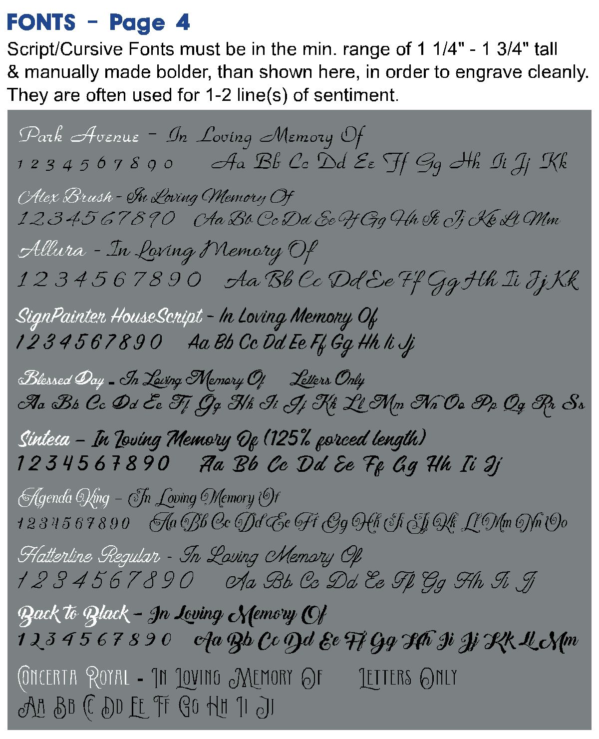 Fonts | Stewart Monumental Works, Ltd.