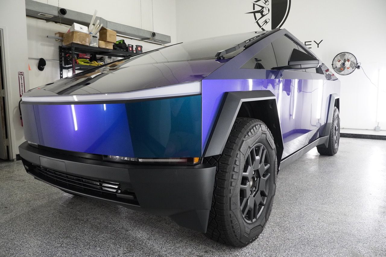 Color-Shift Tesla Cybertruck Wrap | Nebula Blue PPF Philadelphia