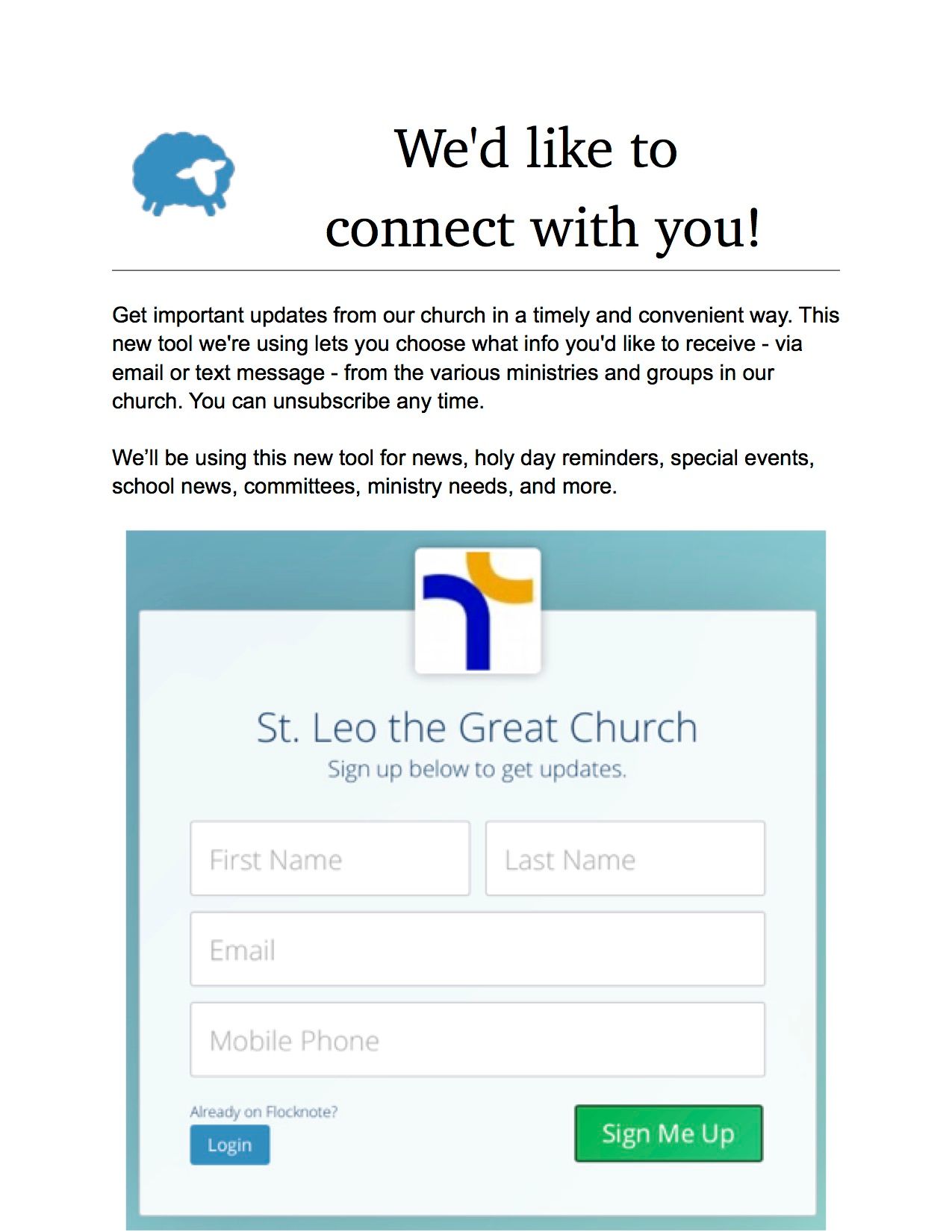 Flocknote | St. Leo the Great Parish