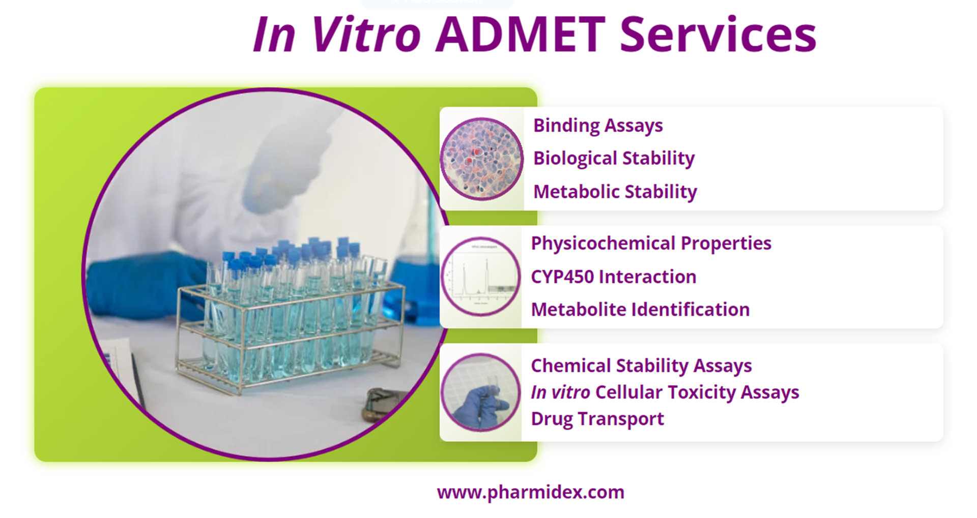Pharmidex (ADMET) in vitro assay solutions