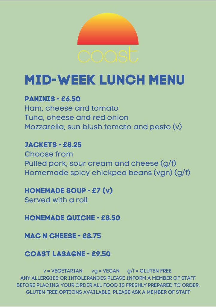 Delicious Menu | Coast Cafe Worthing
