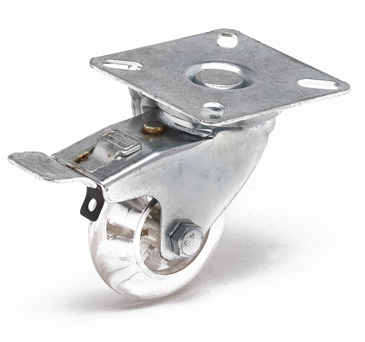 Clear Wheel Plate and Bolt Hole Fitting Castor | Castor King