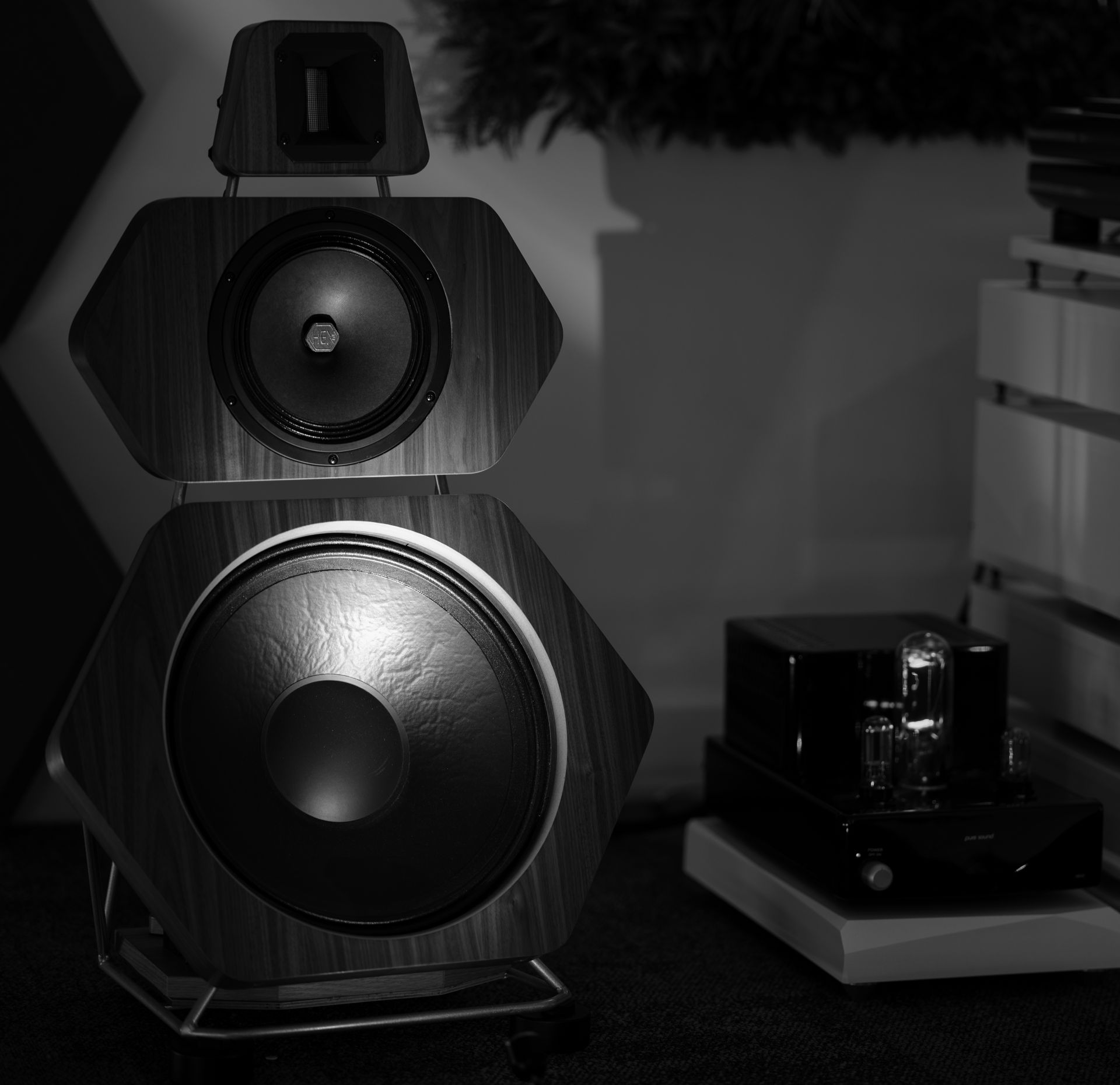 HEX3 compact 3 way open baffle speakers