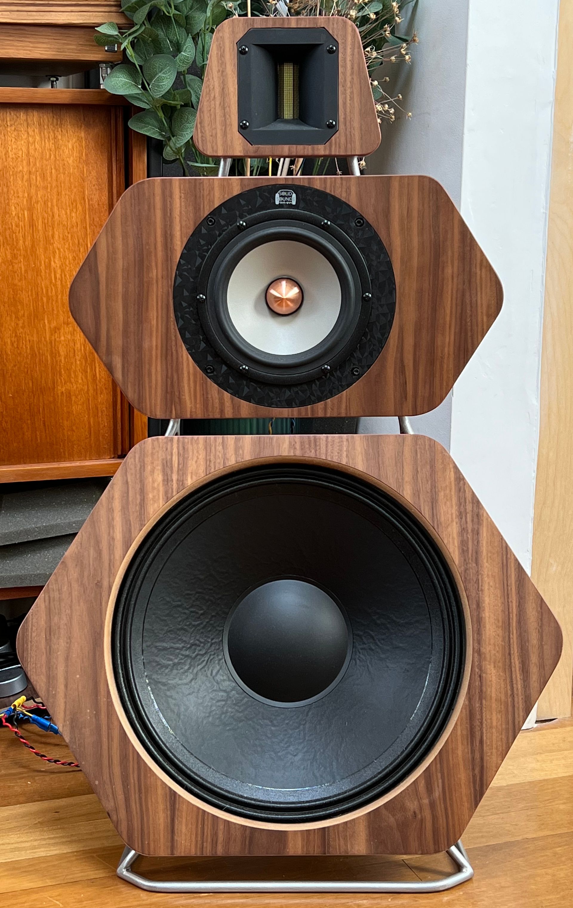 HEX3 compact 3 way open baffle speakers