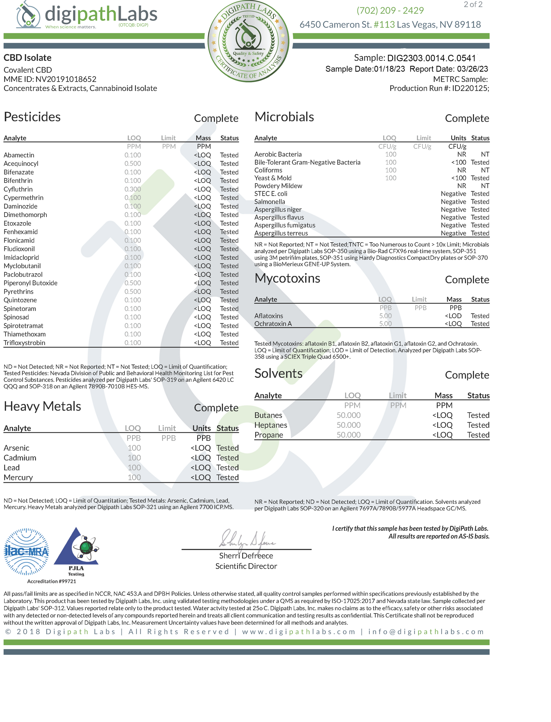 CBD COA | PharmaDMSO LLC - Get COAs Online