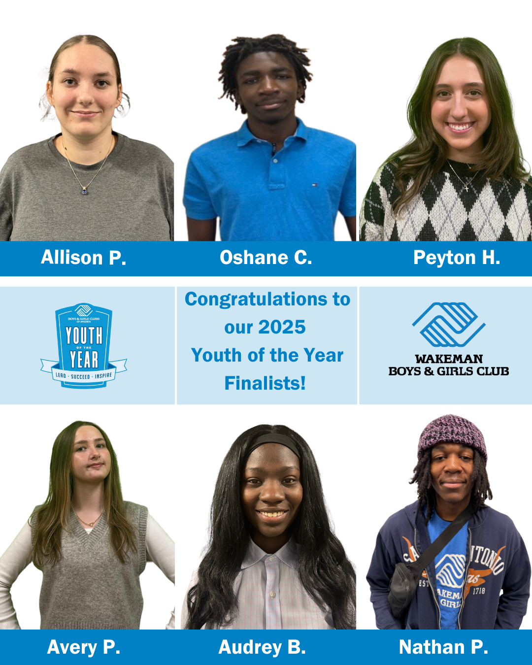 Congratulations to our 2025 Youth of the Year Finalists!