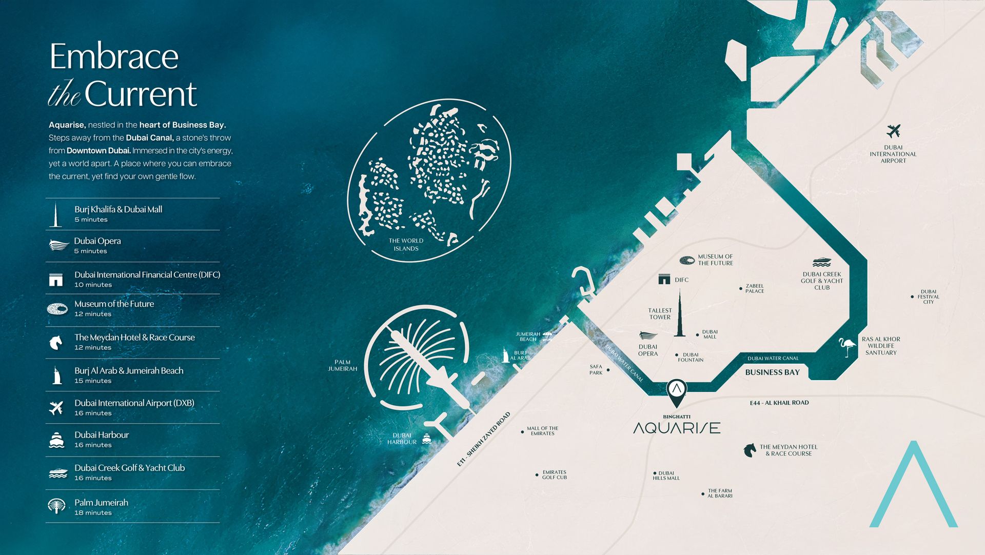 Binghatti 全新水岸鉅作 Binghatti Aquarise 耀眼登場，杜拜商務港核心地段，距哈里發塔 5 分鐘