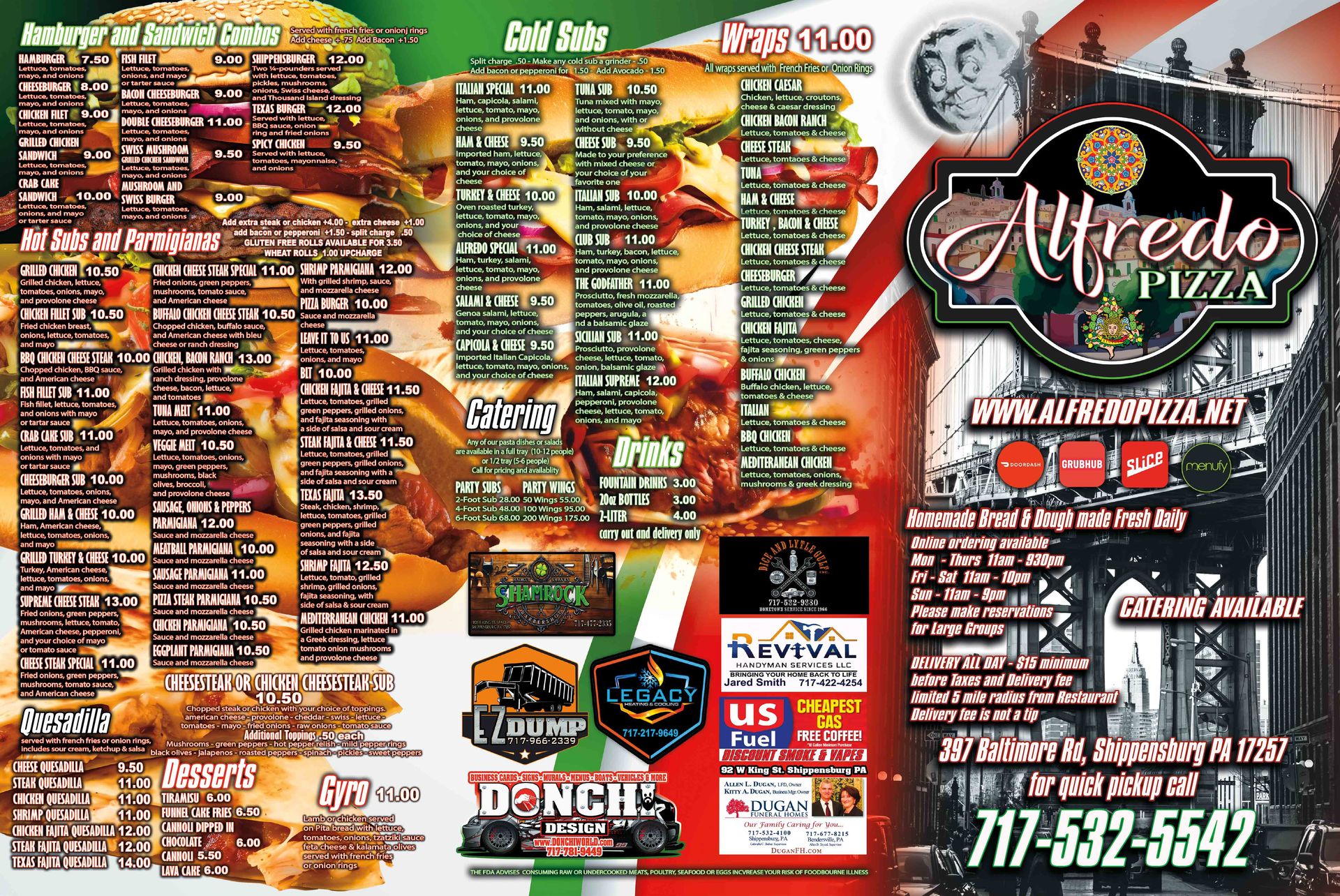 Menu | Alfredo's Pizza and Italian Restaurant