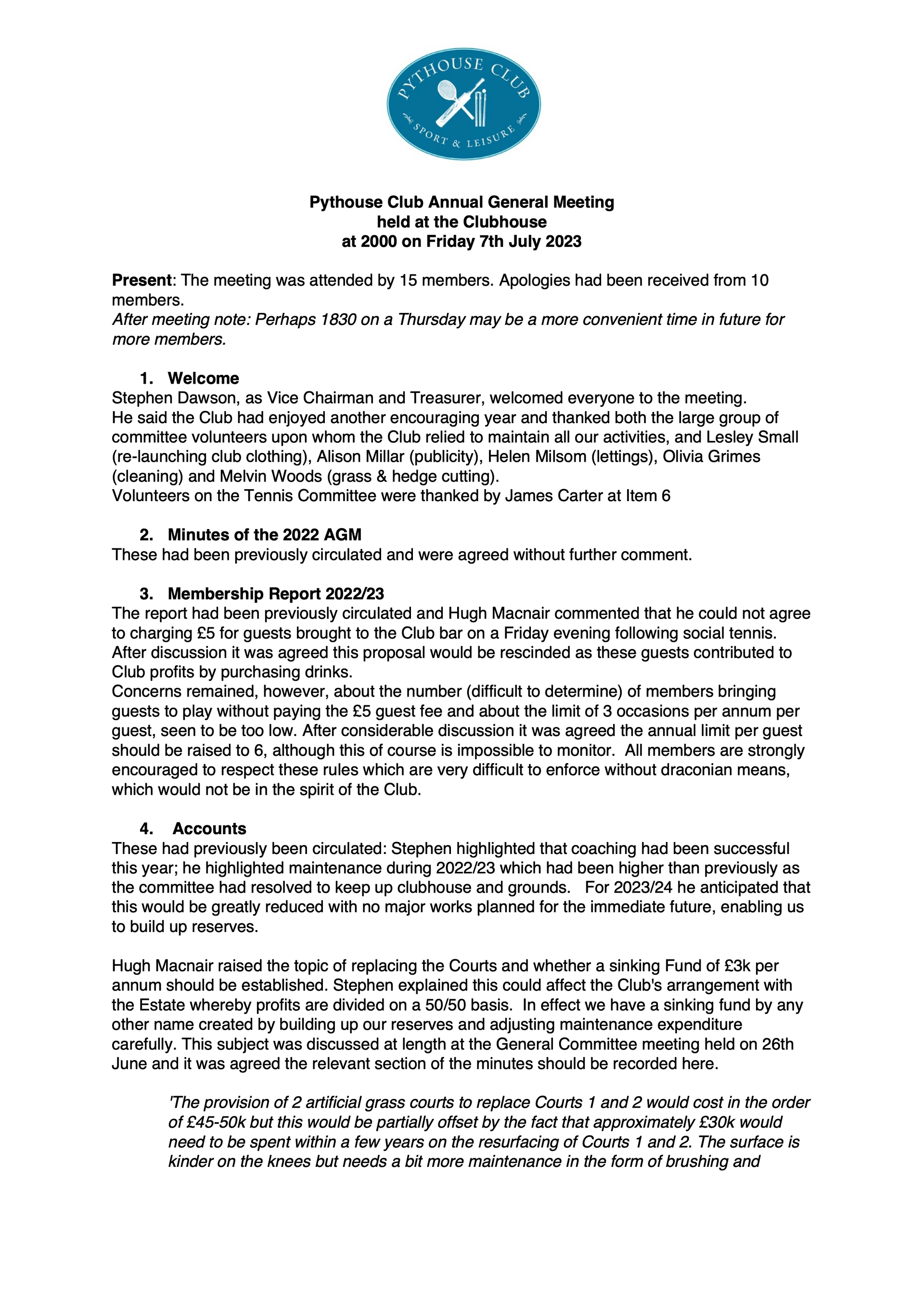 Pythouse Tennis Club