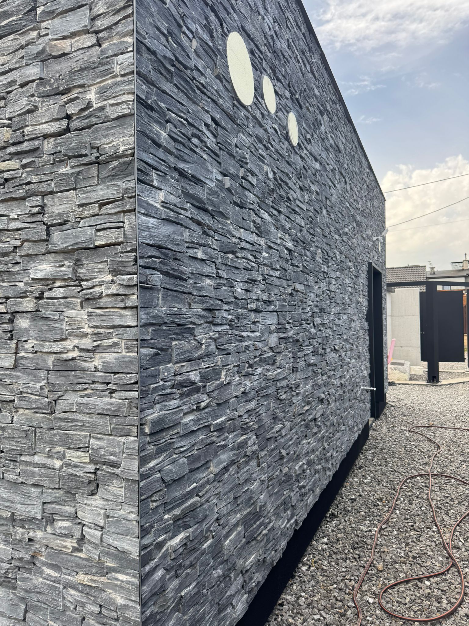 Thin Black Slate Stone Panel System