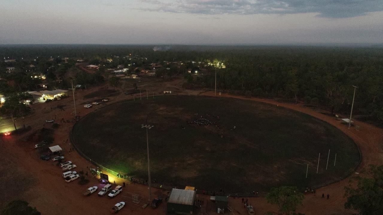 Shining bright: Ramingining oval lights up the night