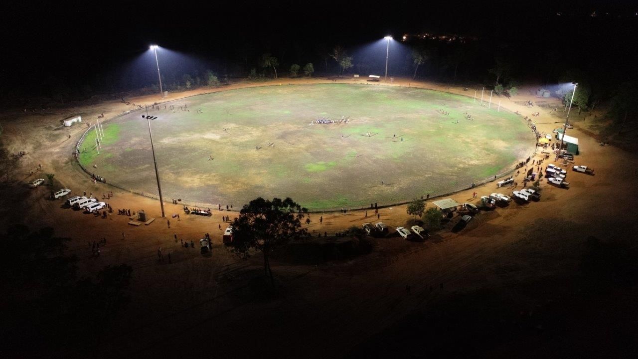 Shining bright: Ramingining oval lights up the night