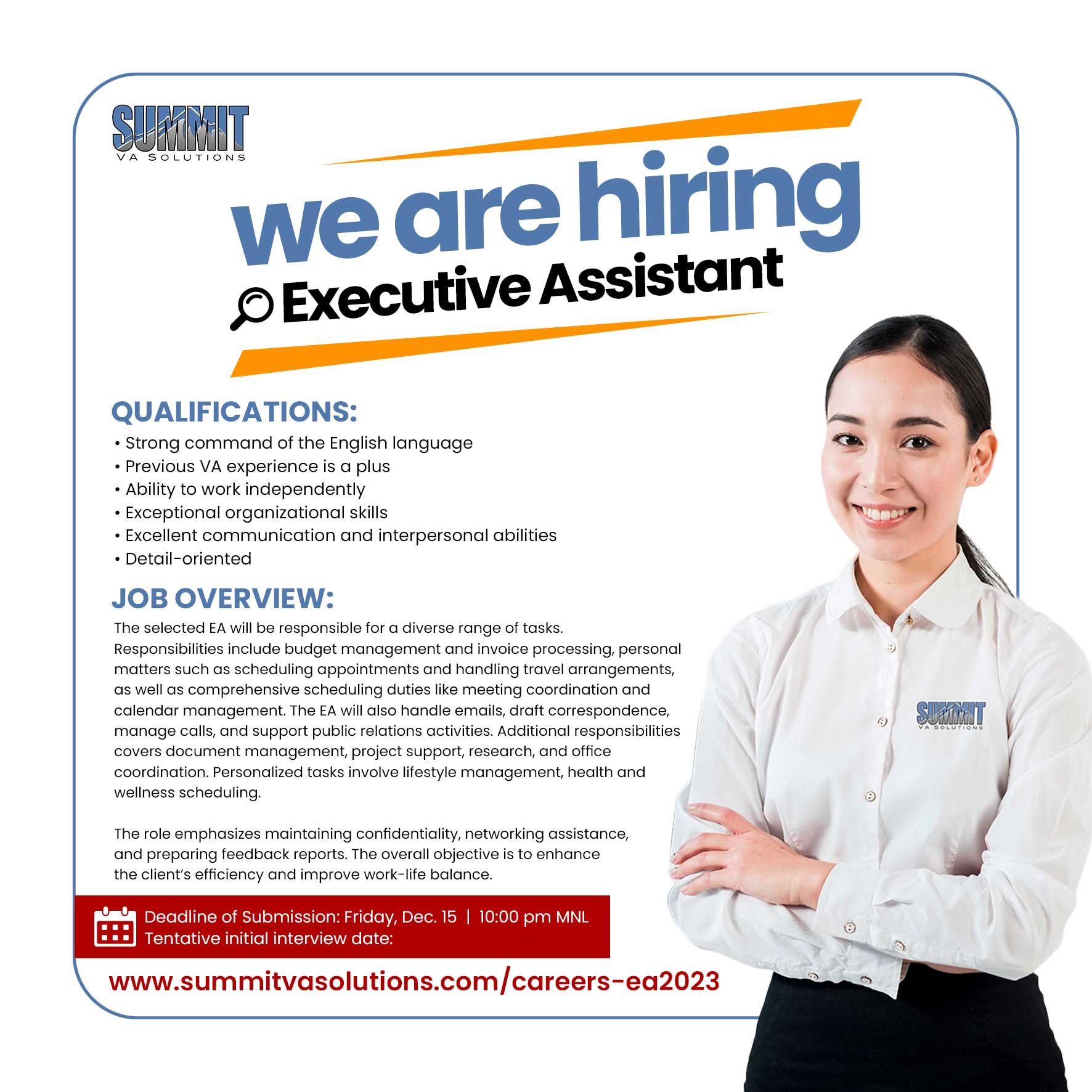 HIRING: Executive Assistant