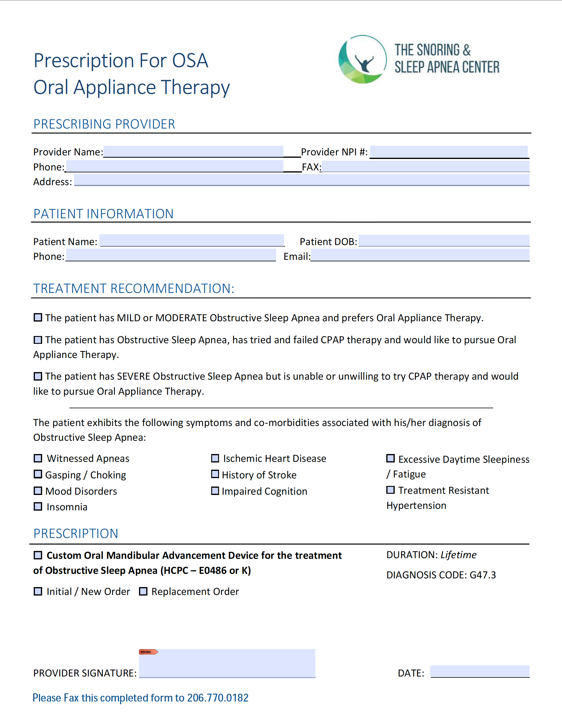 Patient Referral | The Snoring & Sleep Apnea Center