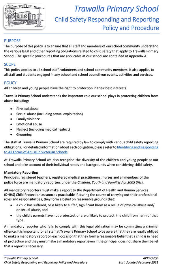 School Policies & Forms - Trawalla Primary School