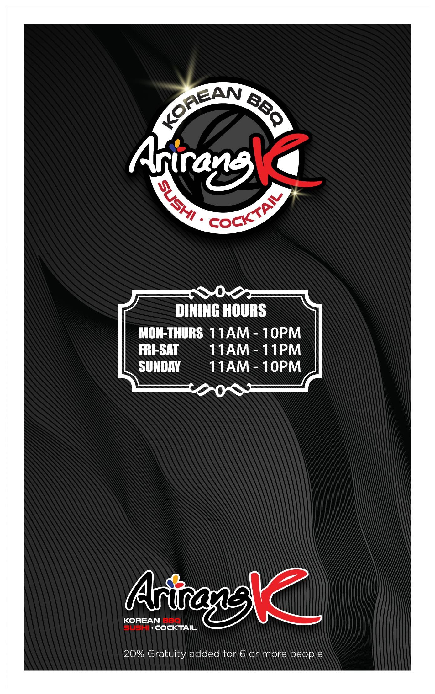 ARIRANGK KOREAN BBQ MENU