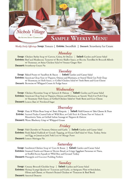 Dining & Activities | Nichols Village