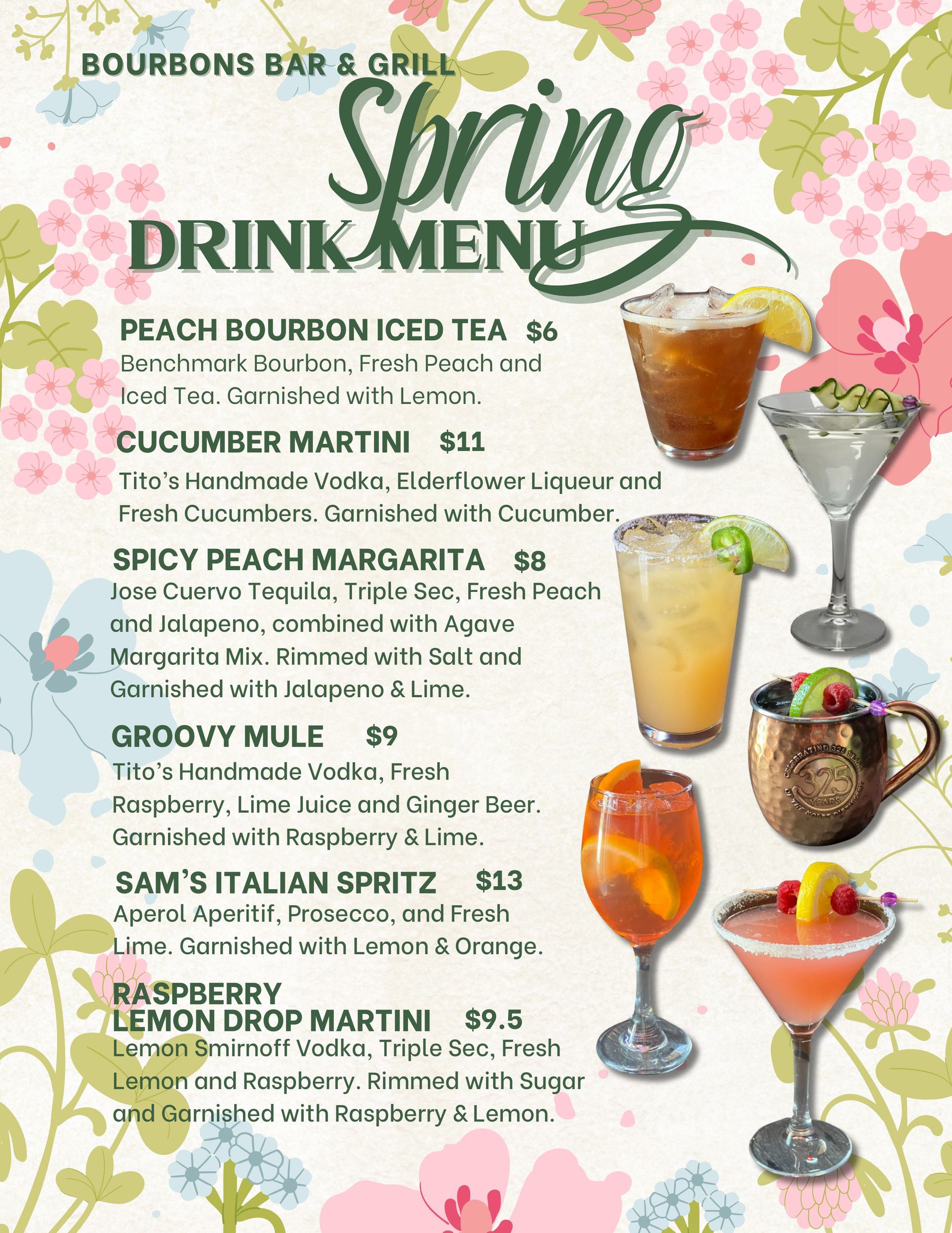Drink Menu | Coal Valley, IL & Quad Cities | Bourbons Bar and Grill