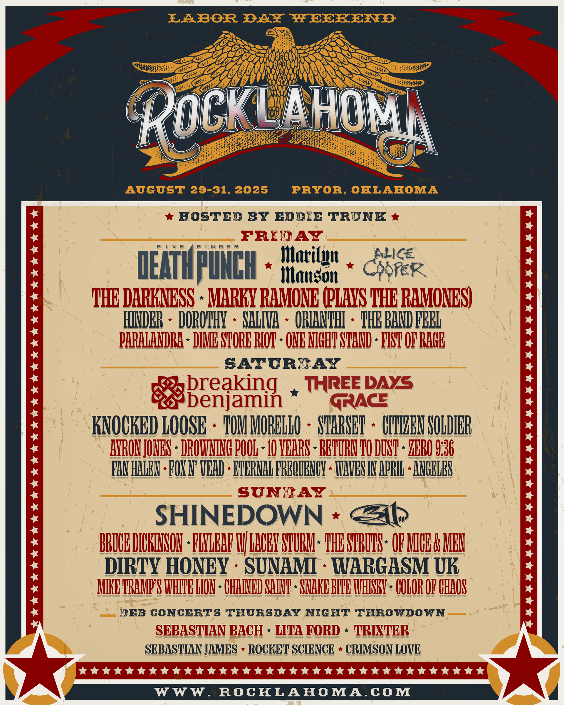 Rocklahoma 2025 | Rock Music Festival | Aug 29-31 | Pryor