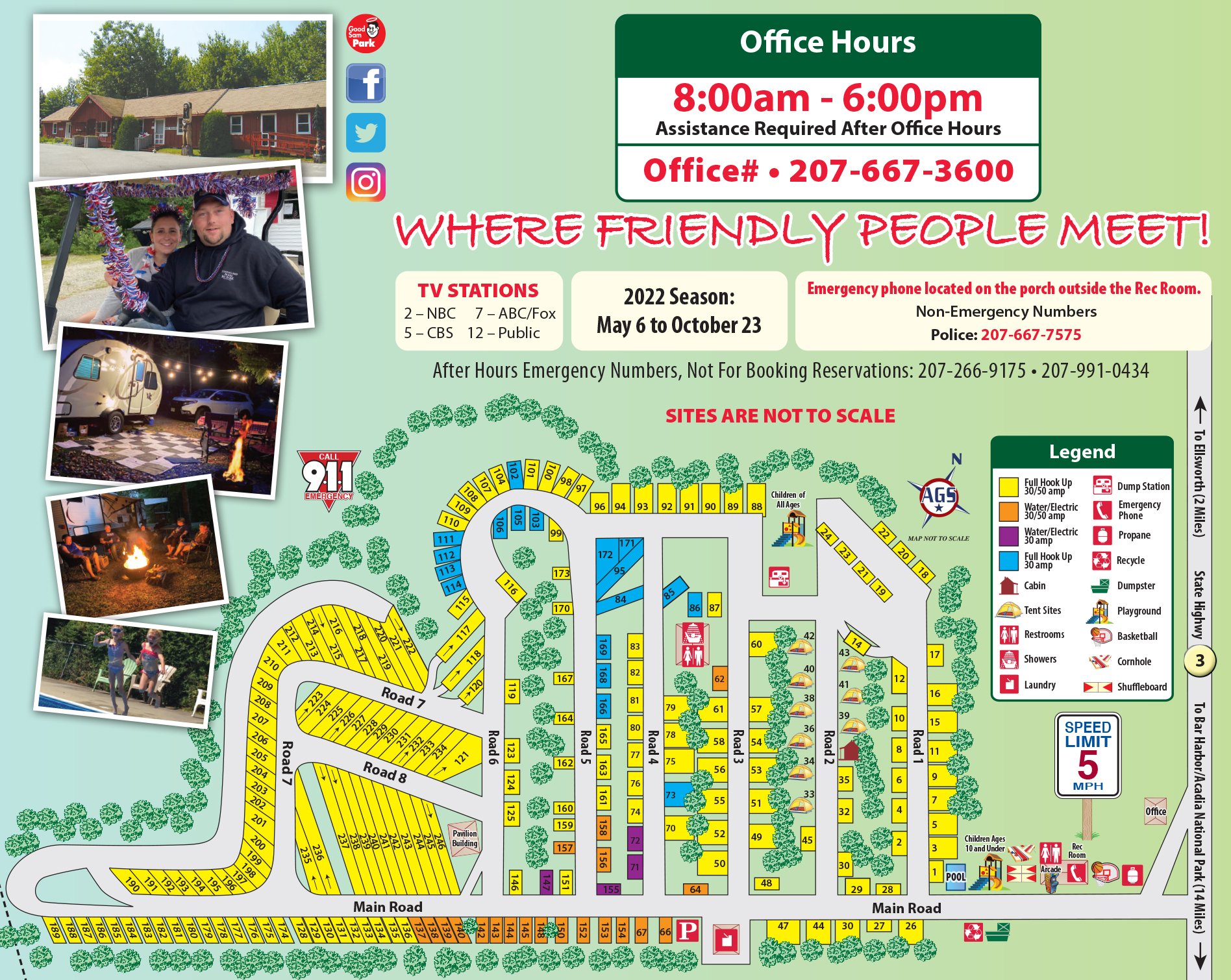RV Park Map near Acadia National Park | Timberland Acres RV Park