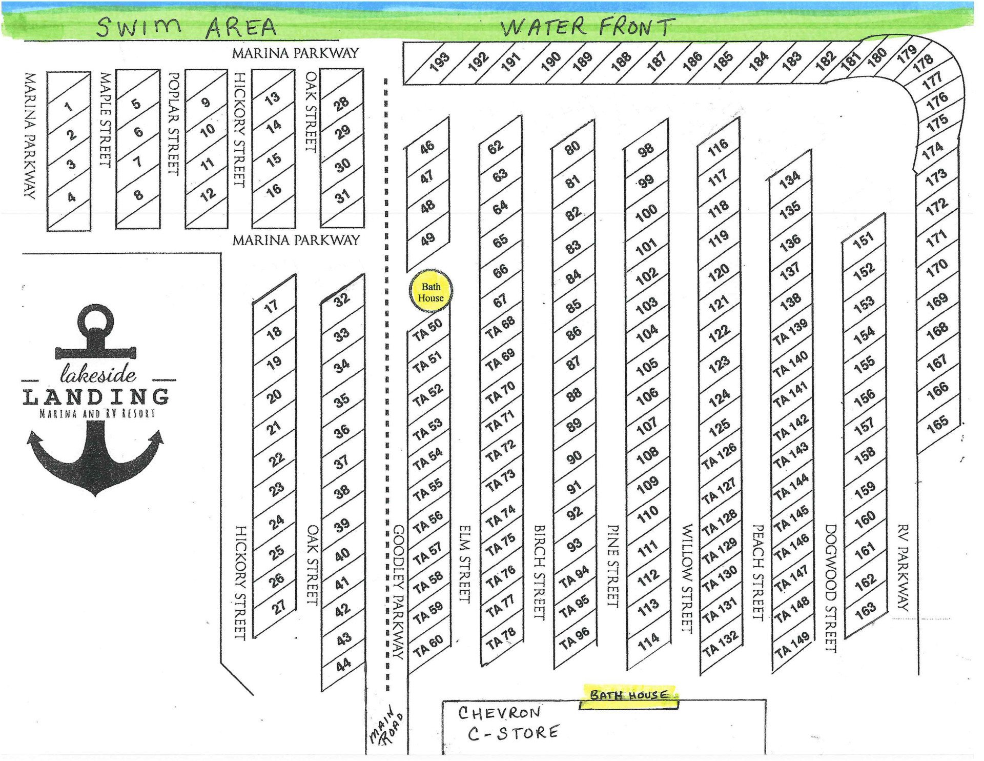 Map of Lakeside Landing RV Park and Marina