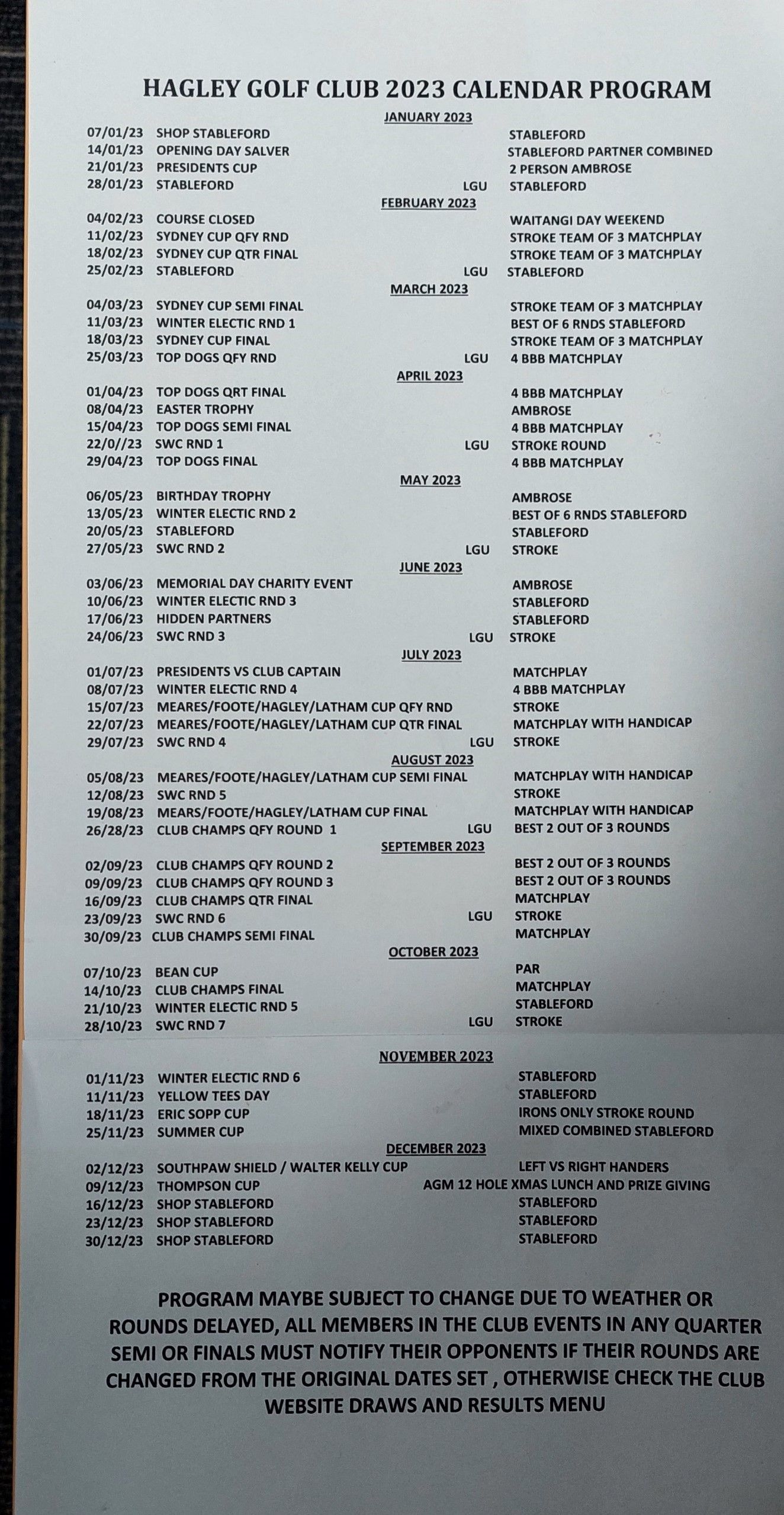 club program 2023