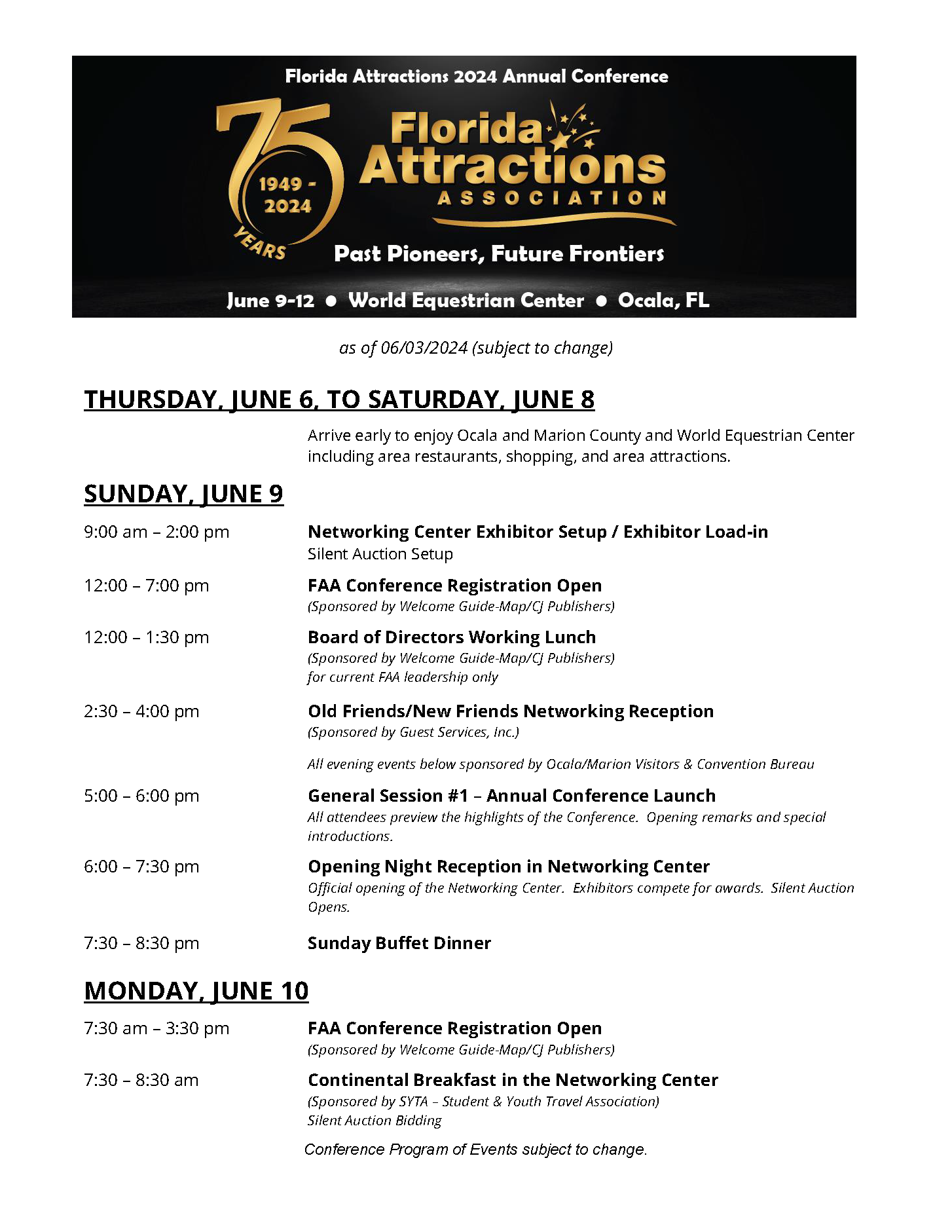 Program of Events | Florida Attractions 2024 Annual Conference