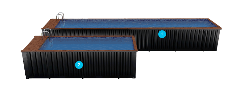 Piscina container © è la PRIMA piscina CHE INTRODUCE IL CONCETTO try & BUY