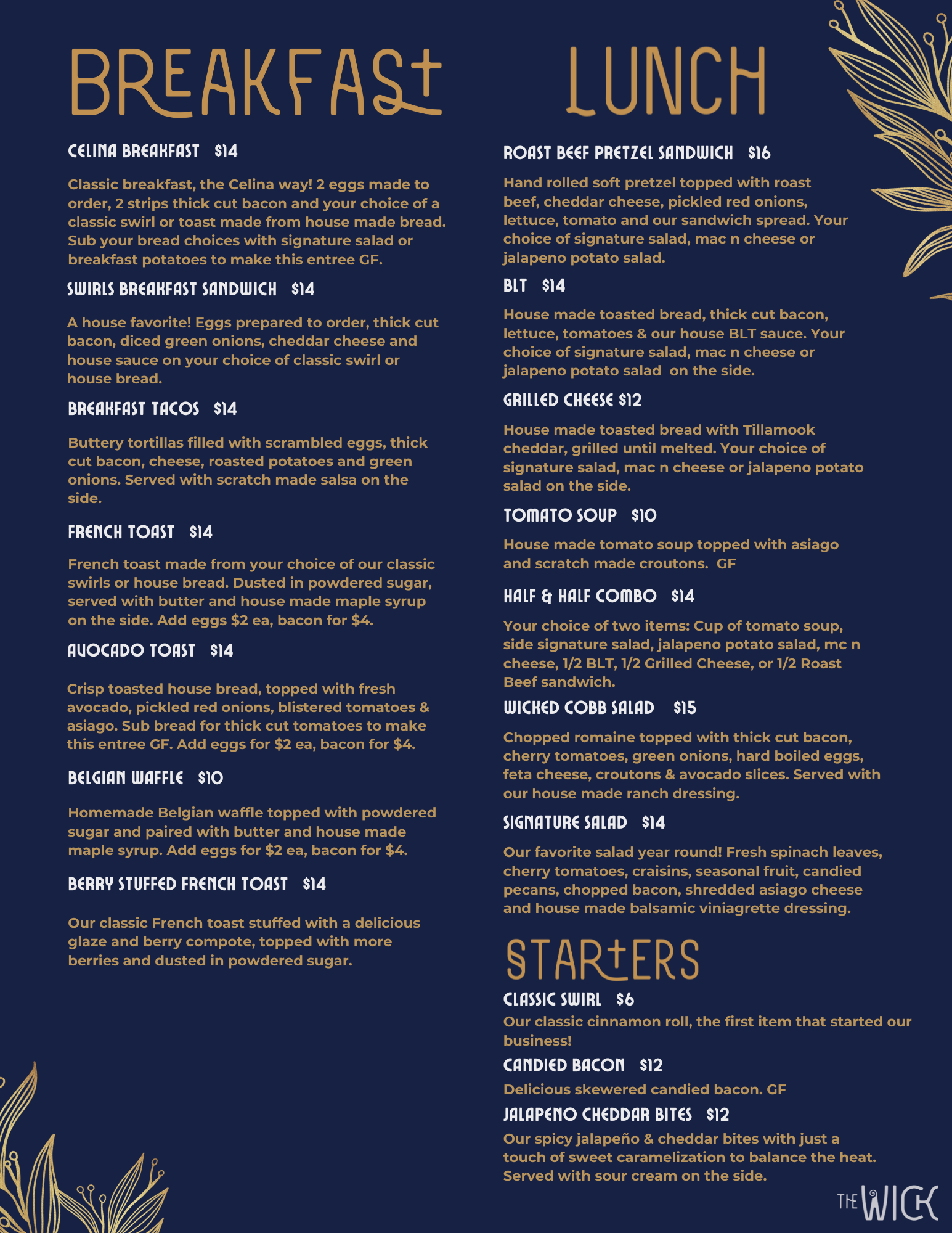 Weekday Menu | The Wick | Celina, Texas