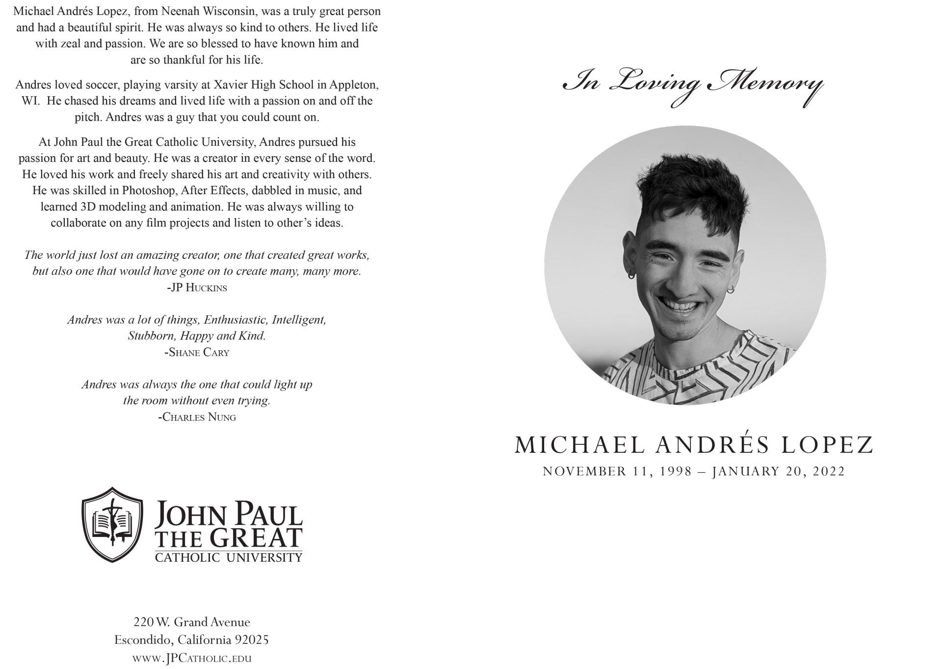 January 29th 2022 Memorial Mass