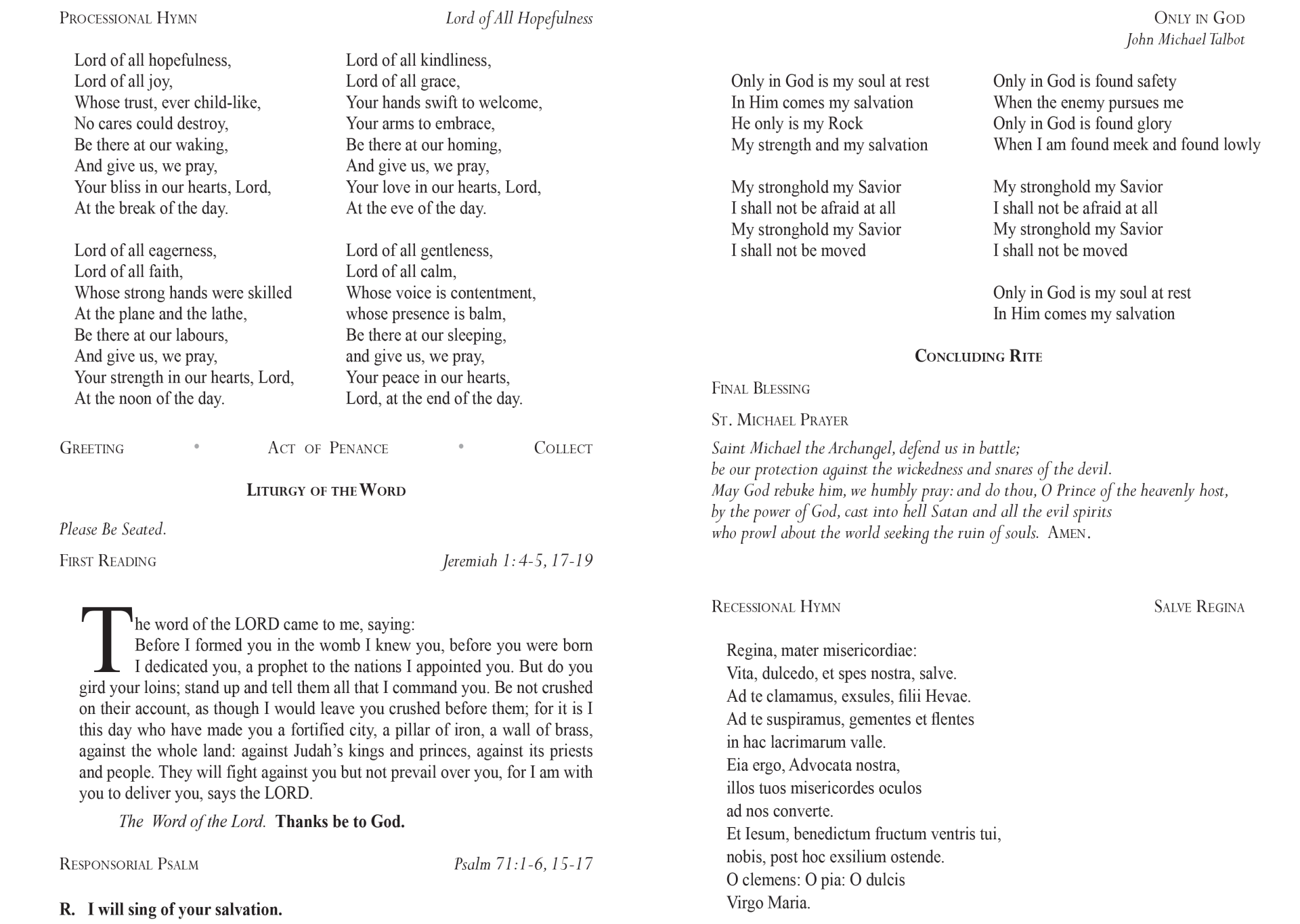 January 29th 2022 Memorial Mass