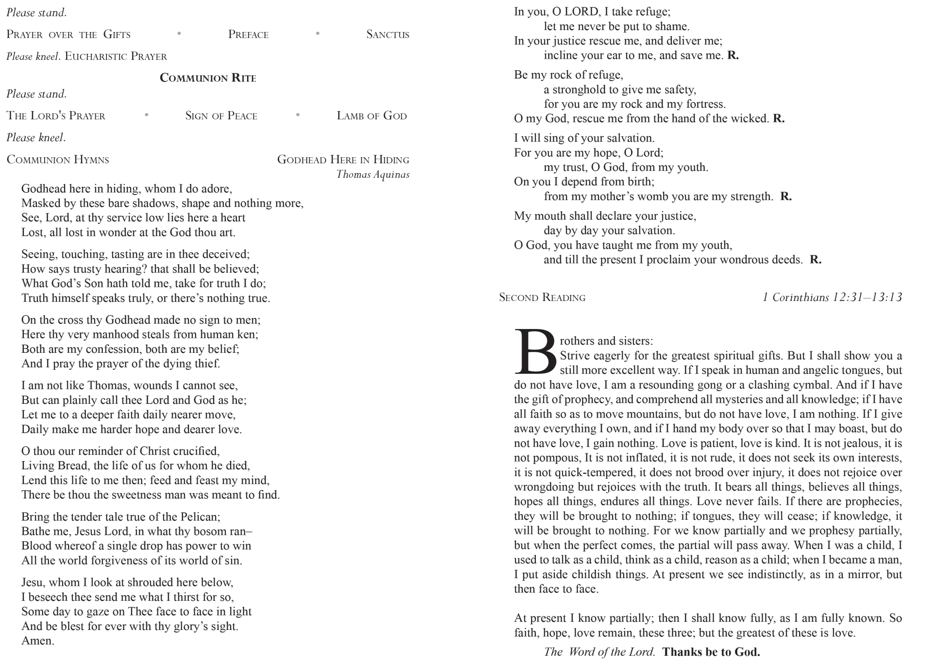 January 29th 2022 Memorial Mass