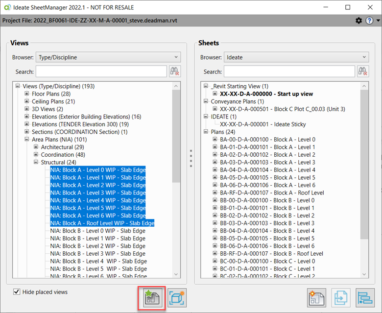 Creating Sheets from Views with IdeateSheetManager
