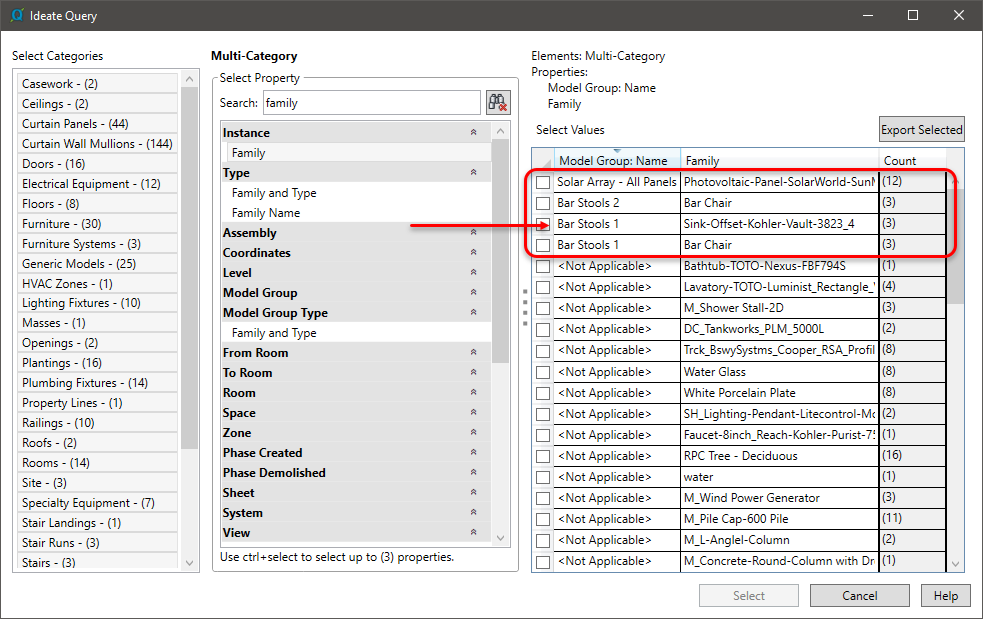 Use Ideate Query to Identify Revit Families within Groups