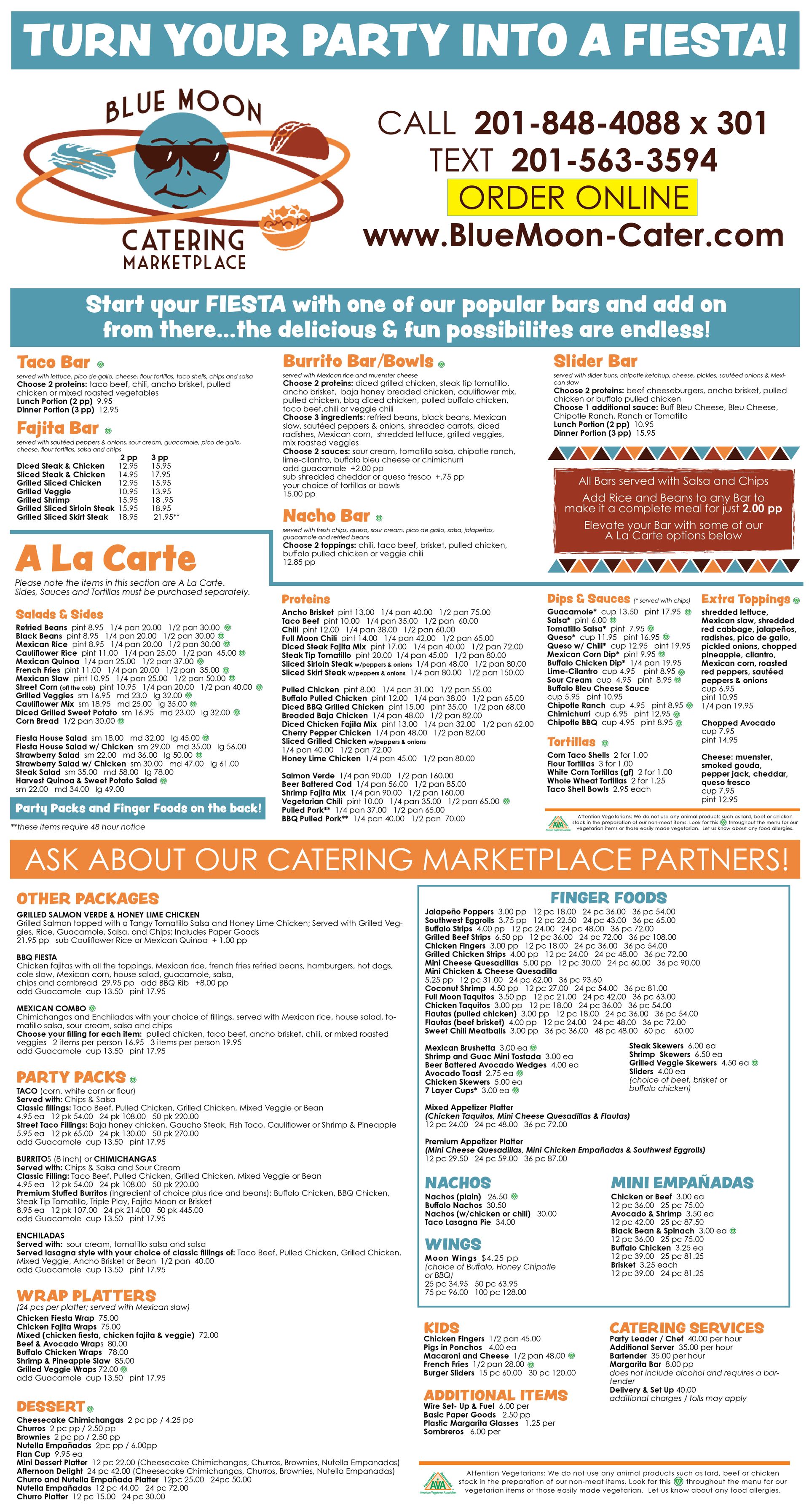 Catering Menu | Blue Moon