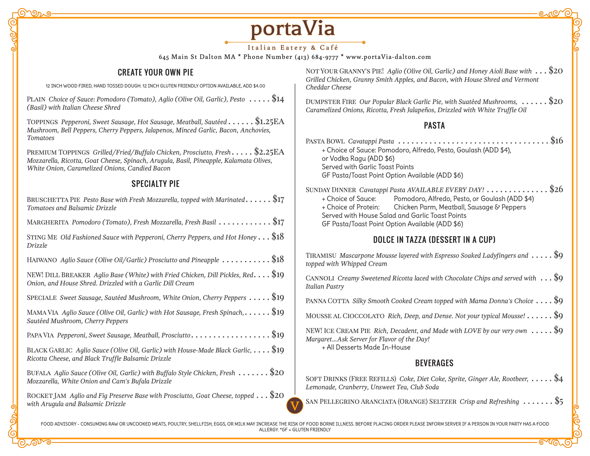 Comfort Food Restaurant | portaVia | Dalton, MA