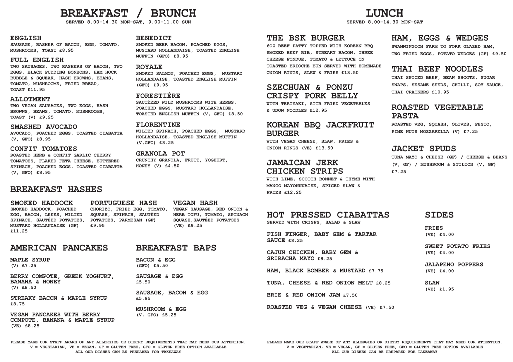 Ber Street Kitchen | Menu