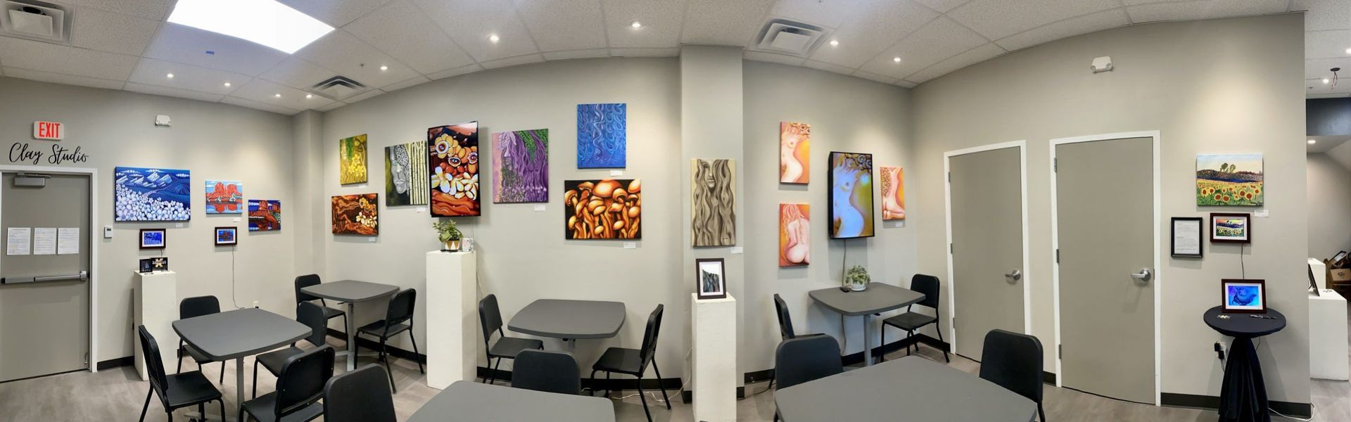 Local artists exhibit artwork every month.