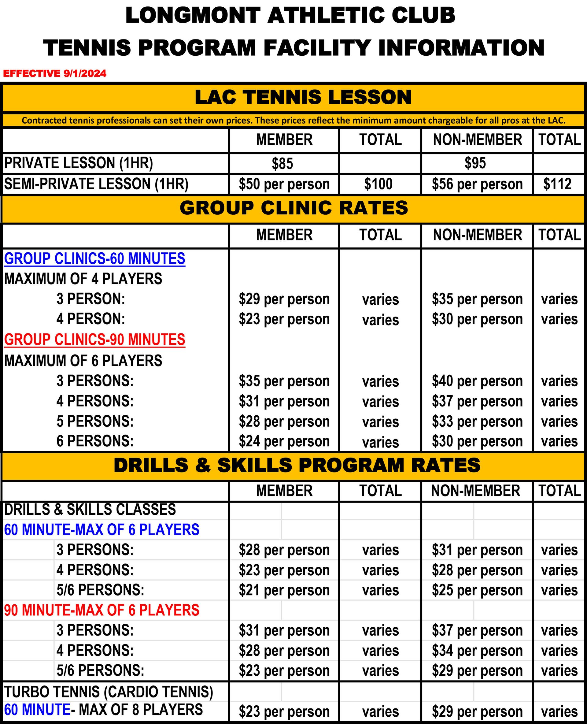 Programs | Rates | Longmont, CO | Longmont Athletic Club