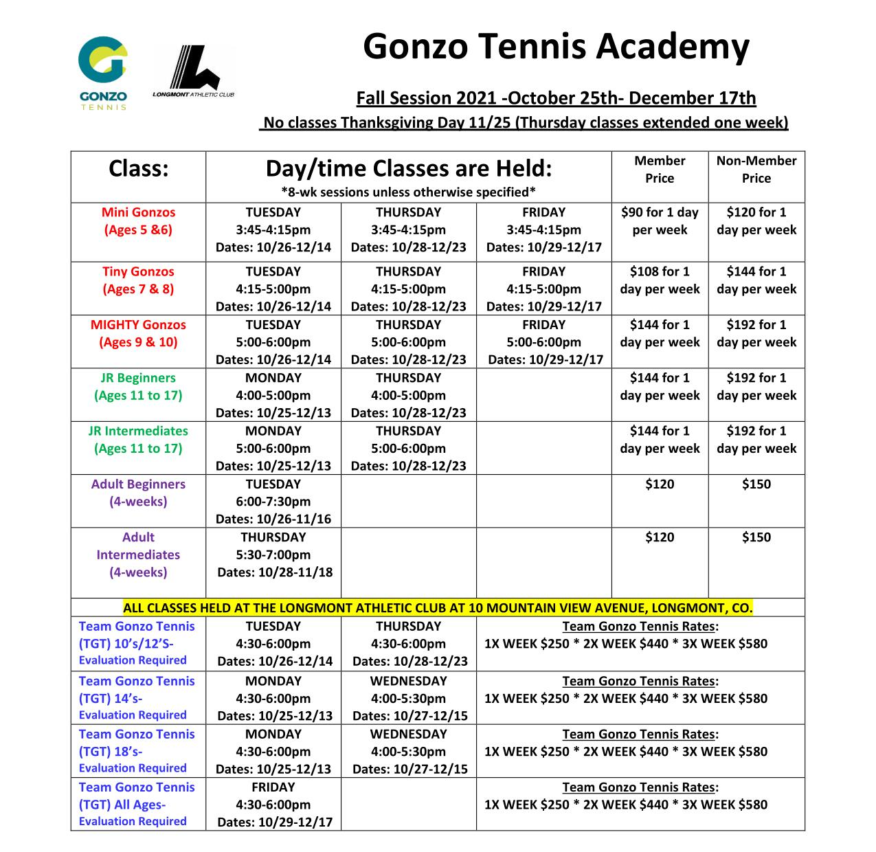 JR Tennis | Longmont, CO | Longmont Athletic Club
